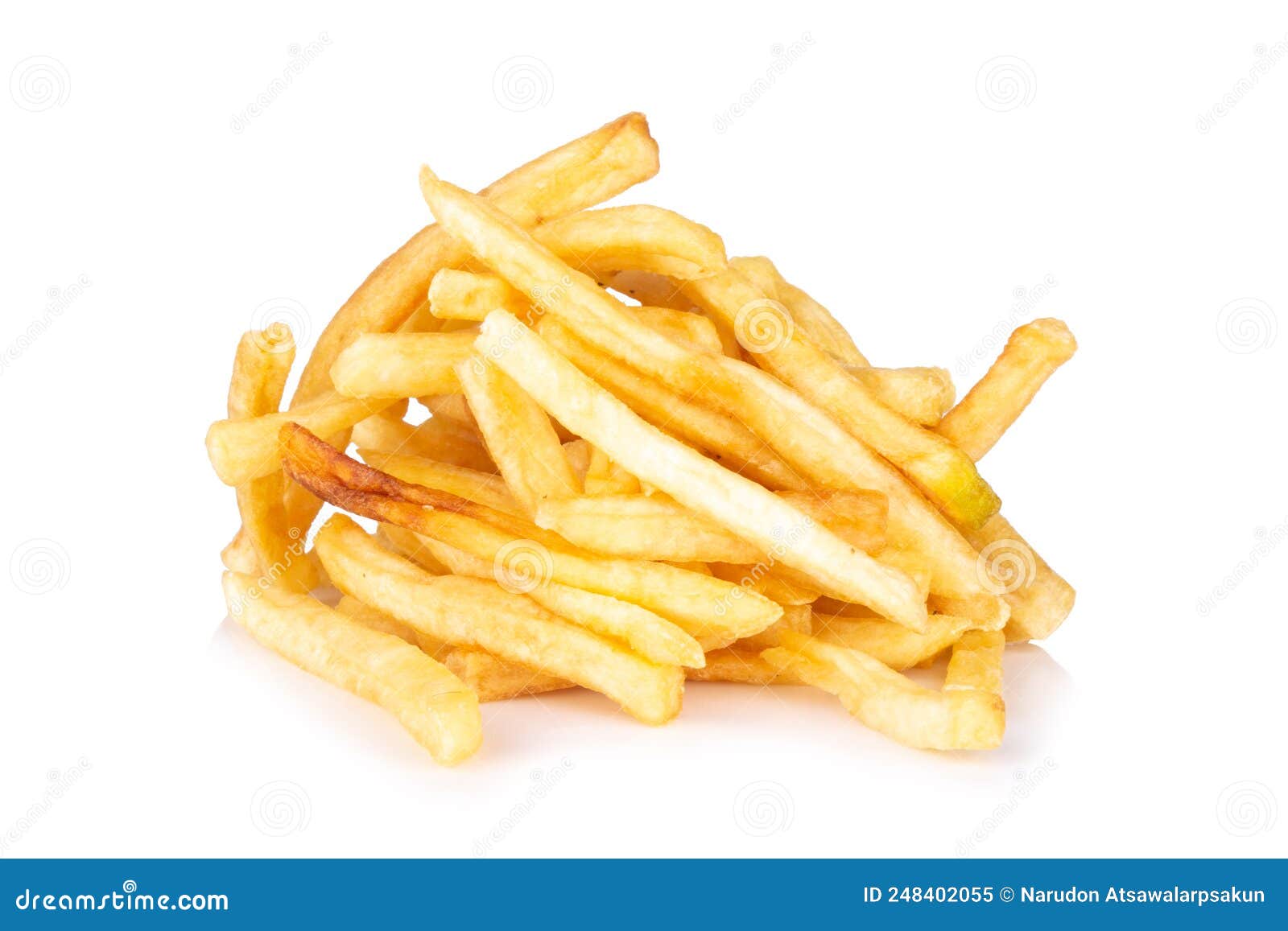 French Fries Stack Isolated on White Background Stock Image - Image of ...