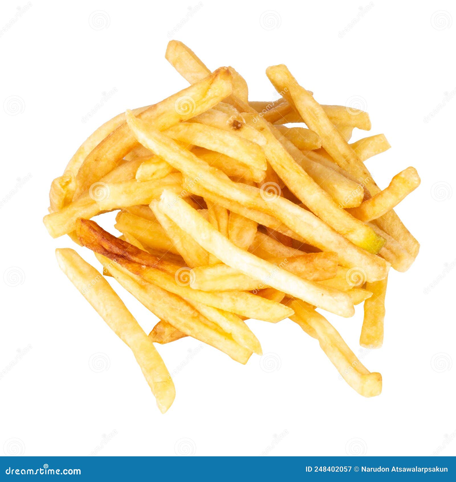 French Fries Stack Isolated on White Background Stock Image - Image of ...