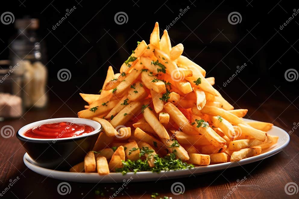 French Fries Stack Shaped Like a Pyramid Stock Image - Image of fries ...