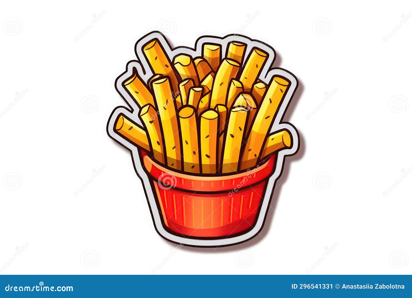French Fries Sticker on White Background. Generative AI Stock ...
