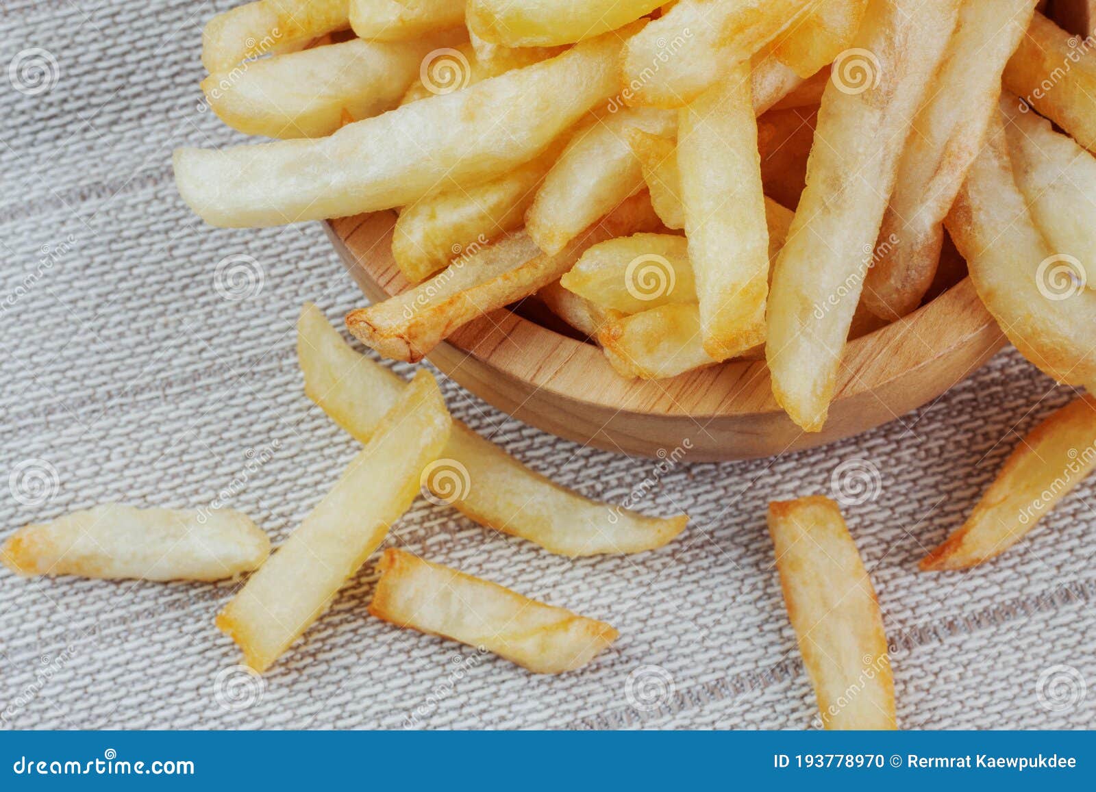 French fries with top view stock photo. Image of bowl - 193778970