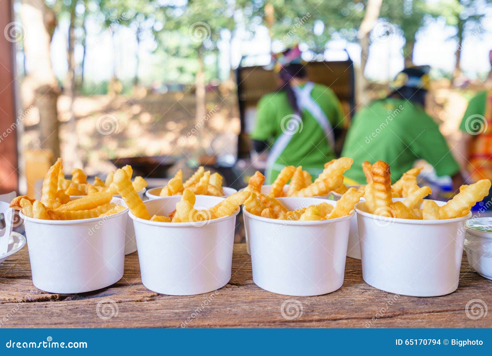 French fries in white cup stock photo. Image of white - 65170794