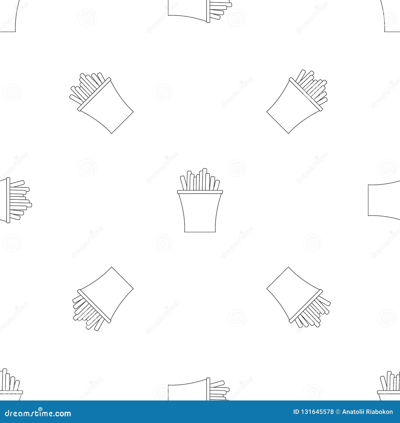 French Fry Pattern Seamless Vector Stock Vector - Illustration of ...