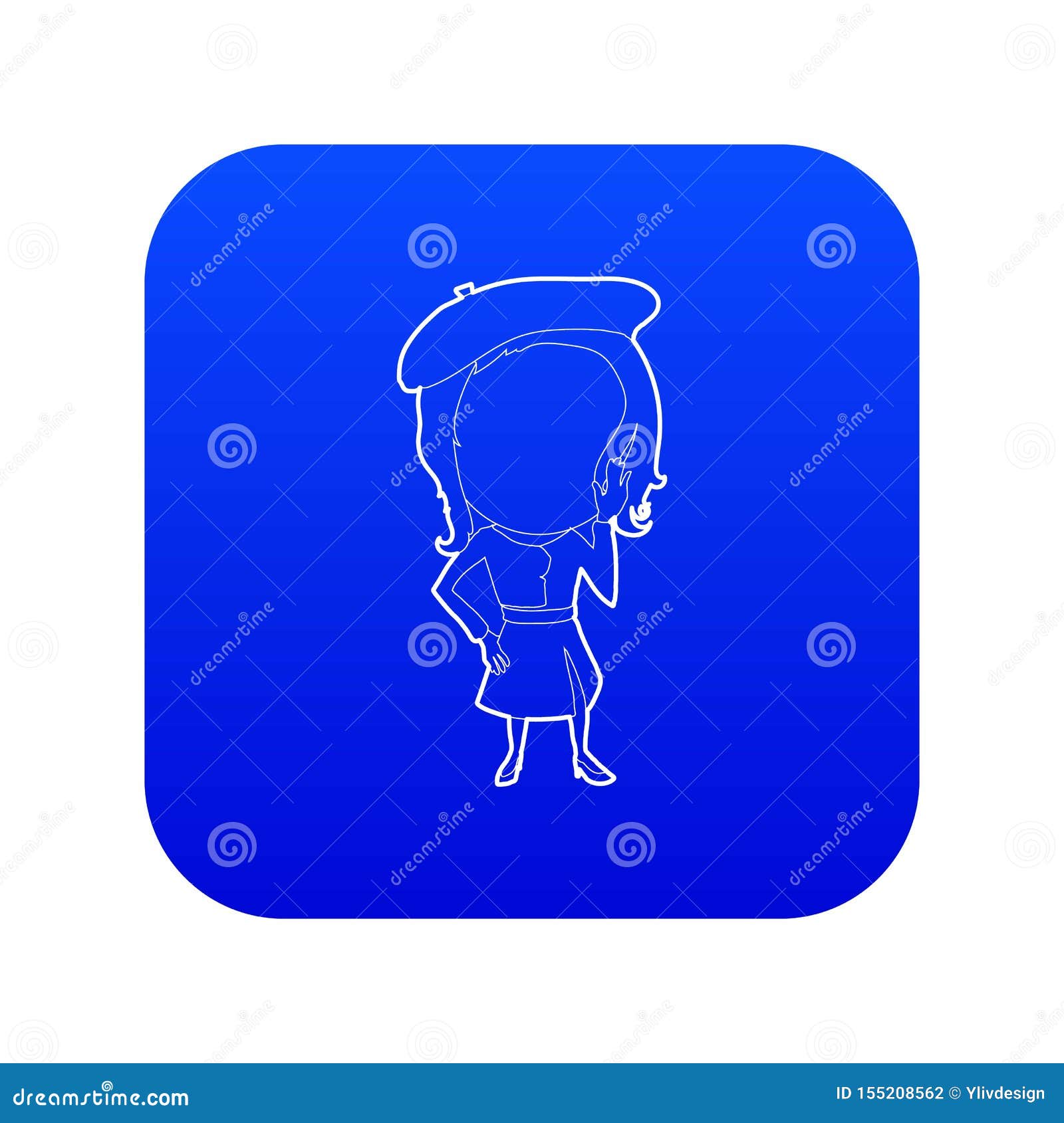 French Girl Icon Blue Vector Stock Vector - Illustration of dress ...
