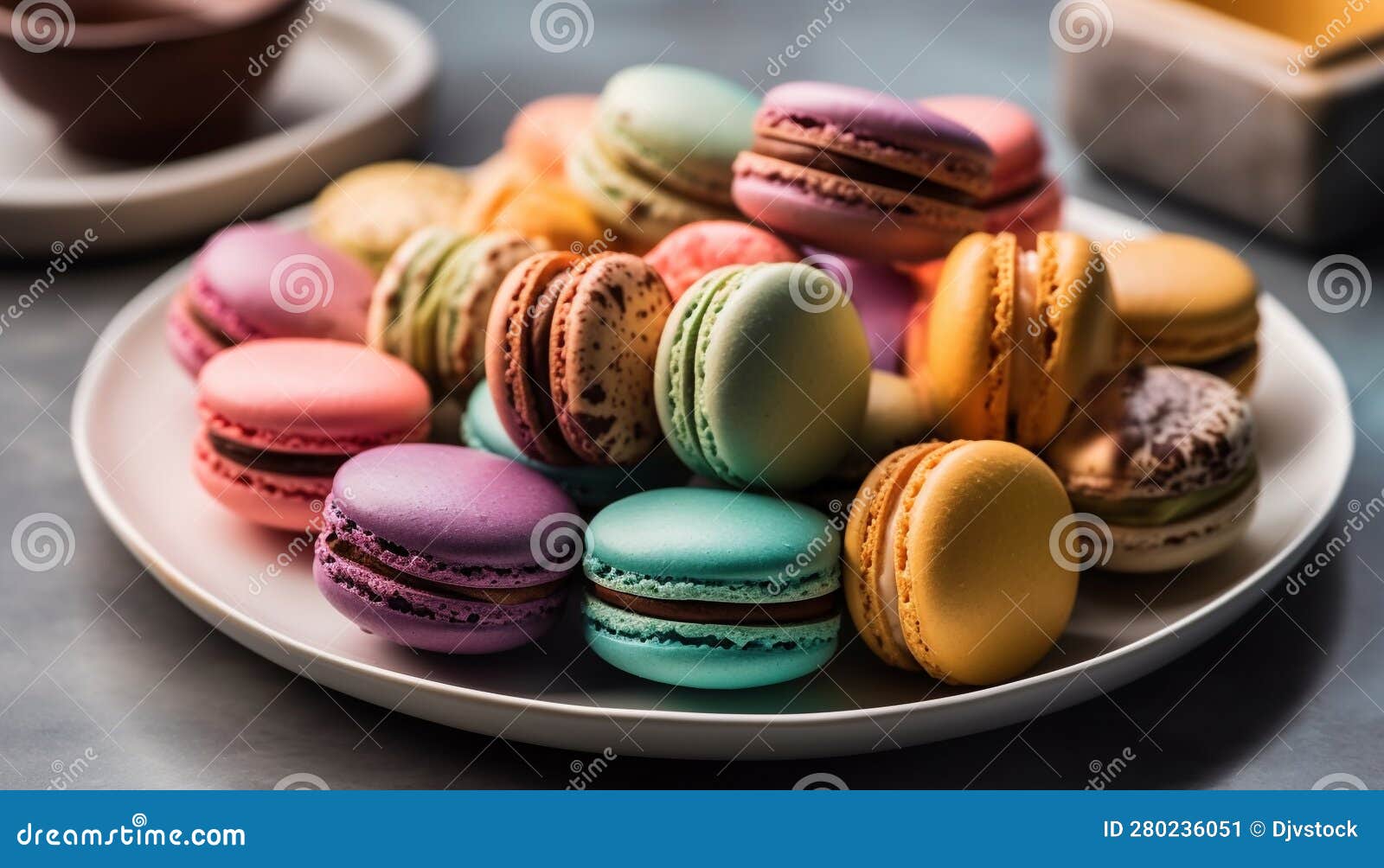 French Gourmet Macaroon Stack, Multi Colored with Sweet Almond Cream ...
