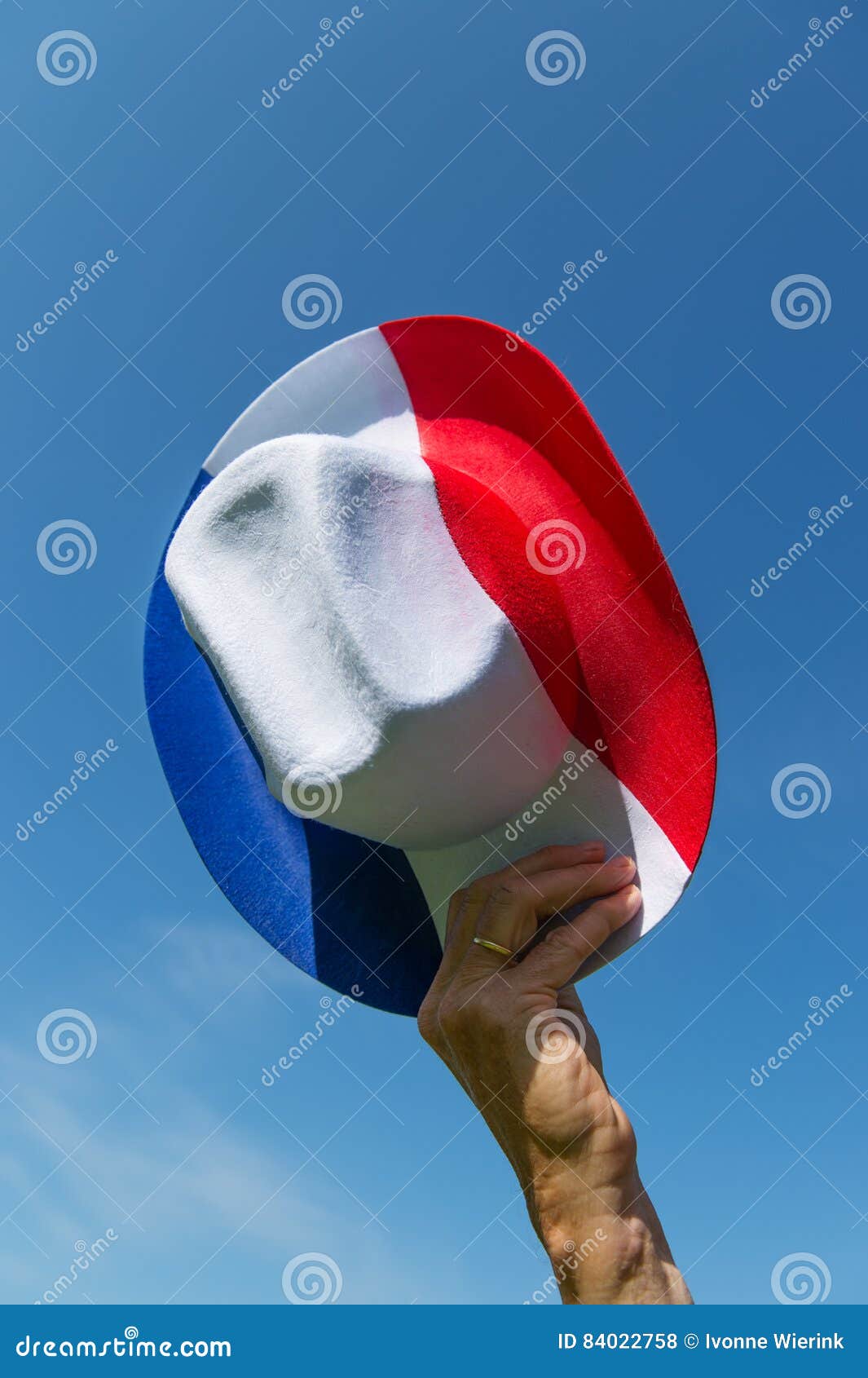 French Hat in Blue White and Red Stock Photo - Image of cheering, blue ...