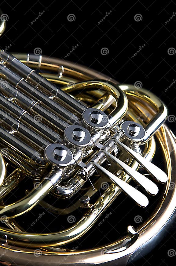 French Horn on Black Background Stock Photo - Image of orchestra ...
