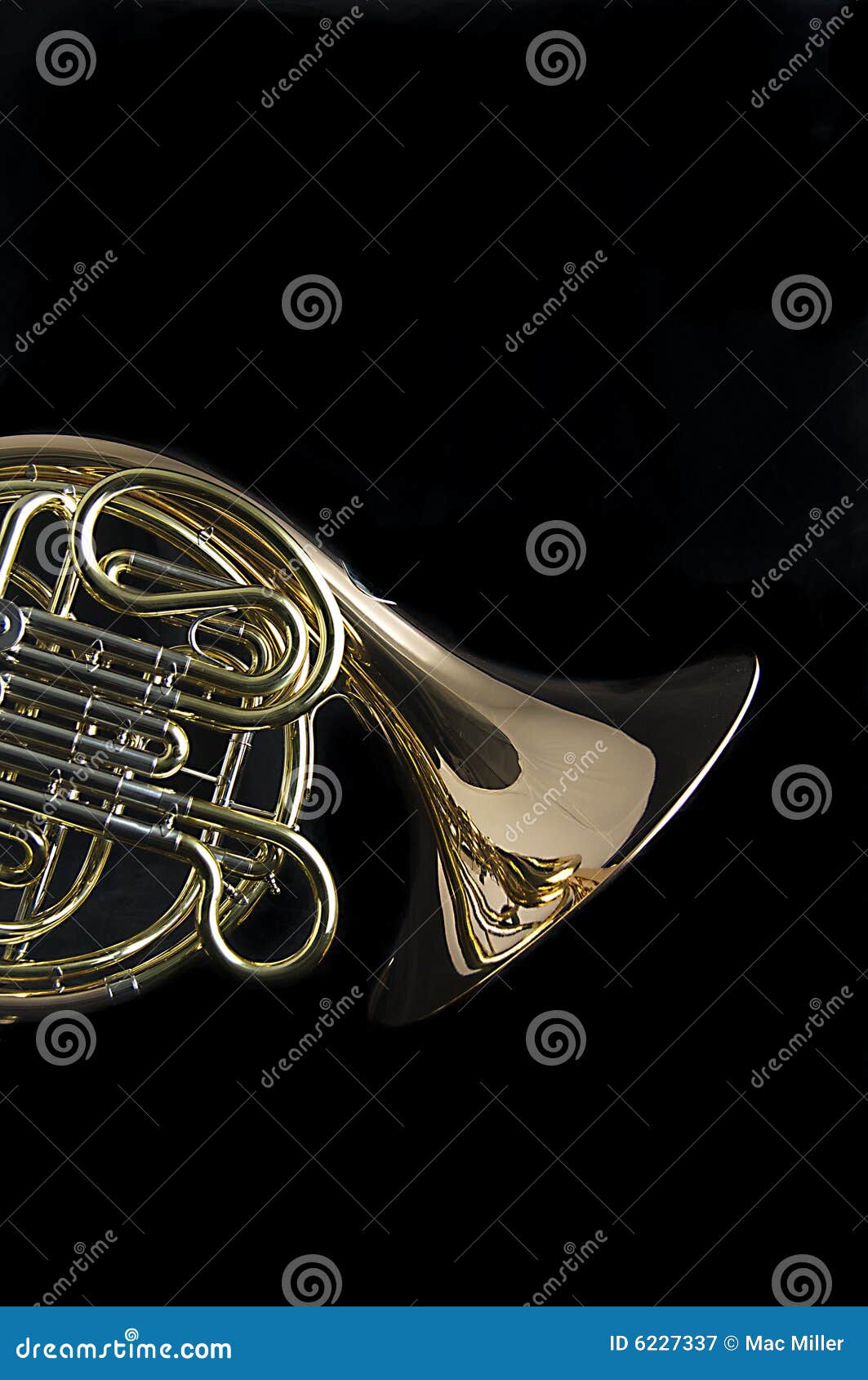 French Horn on Black Background Stock Image - Image of wind, music: 6227337