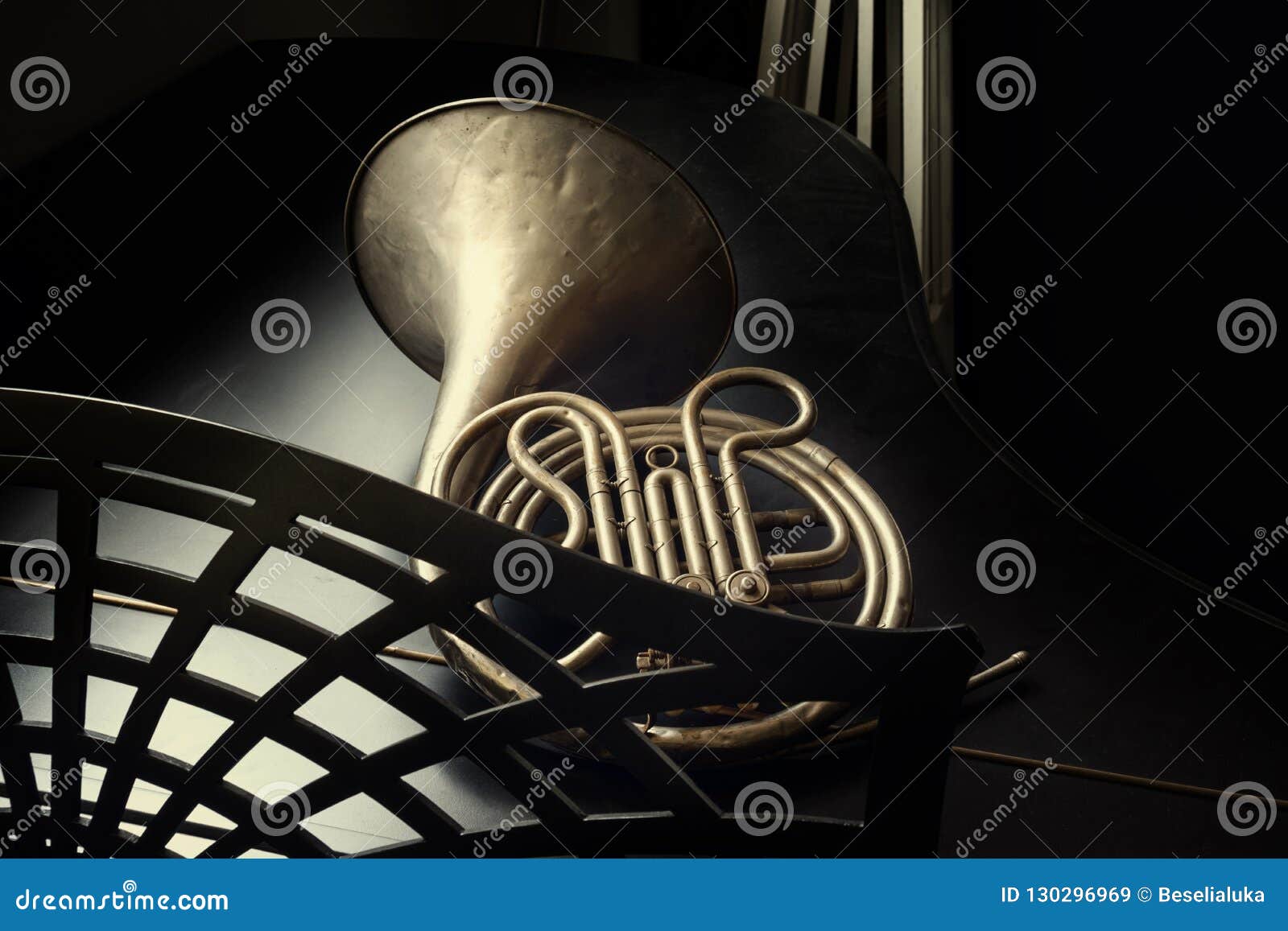 French horn stock image. Image of interior, design, concert - 130296969