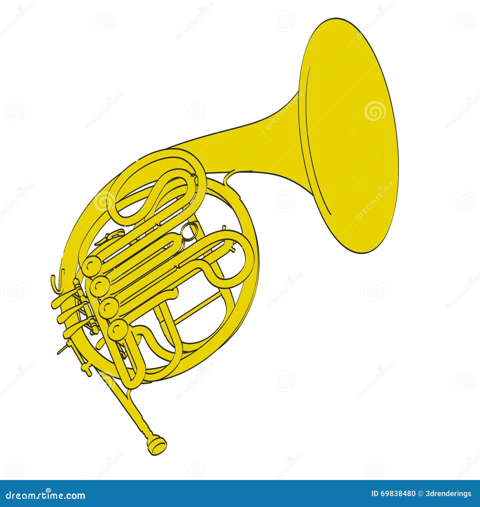 French horn stock illustration. Illustration of wind - 69838480