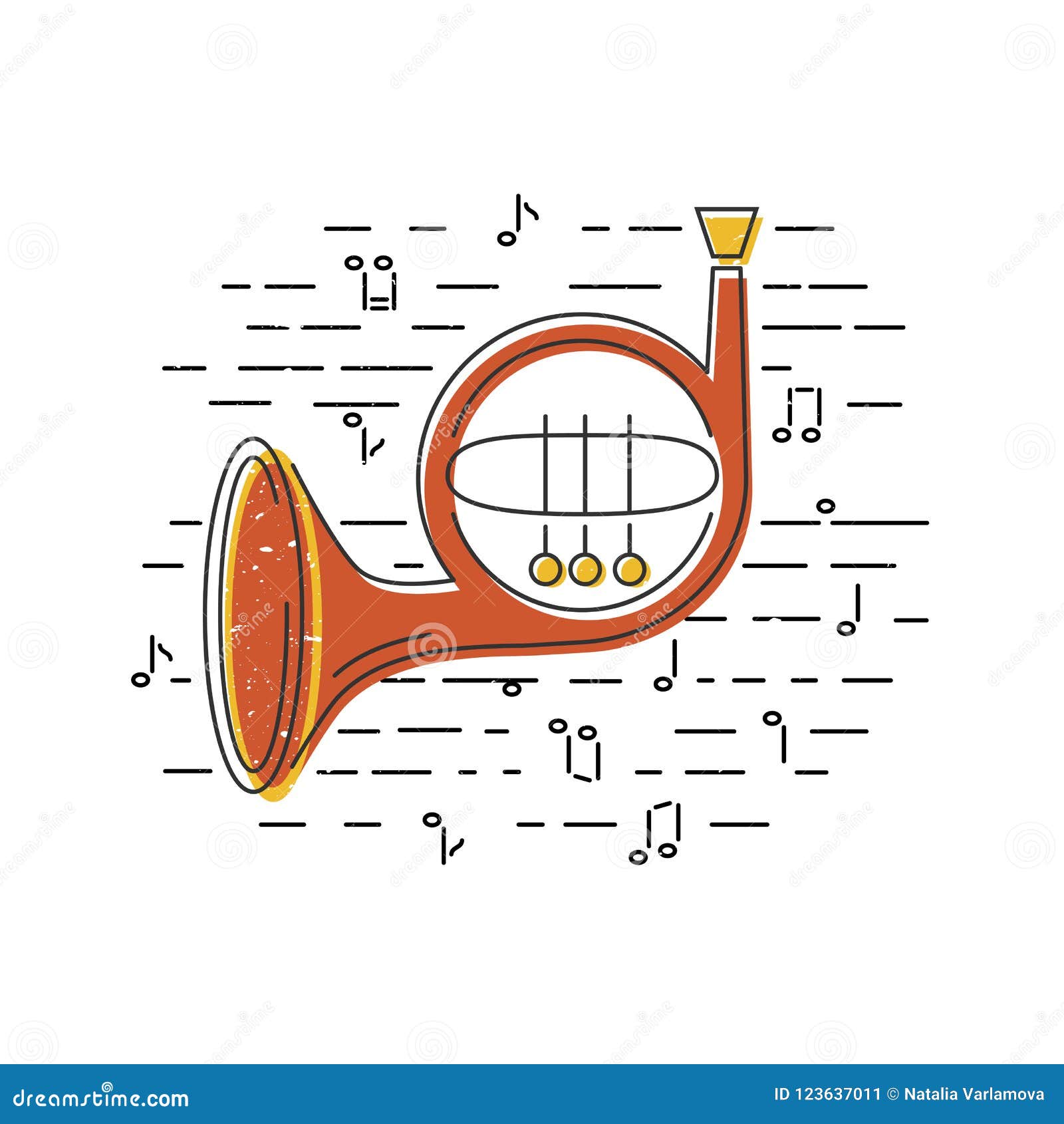 French Horn Icon Isolated on Background. Stock Illustration ...