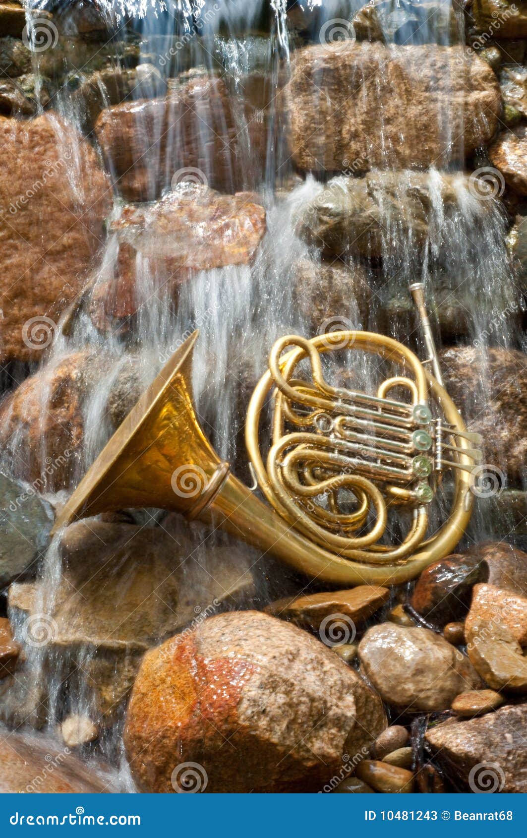 French Horn Instrument stock image. Image of brass, fountain - 10481243