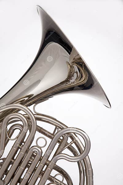 French Horn Silver Isolated on White Stock Photo - Image of instrument ...