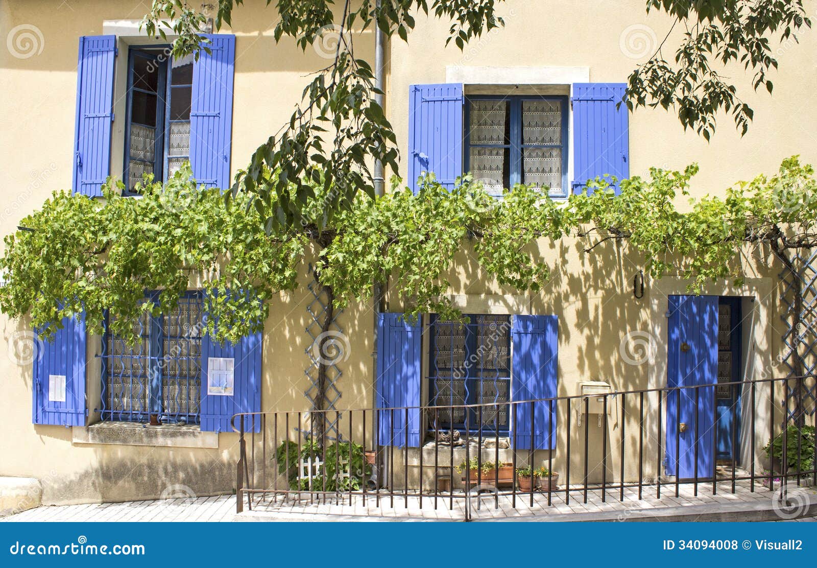 French House, Blue Shutter. Provence. Stock Photo - Image of france ...