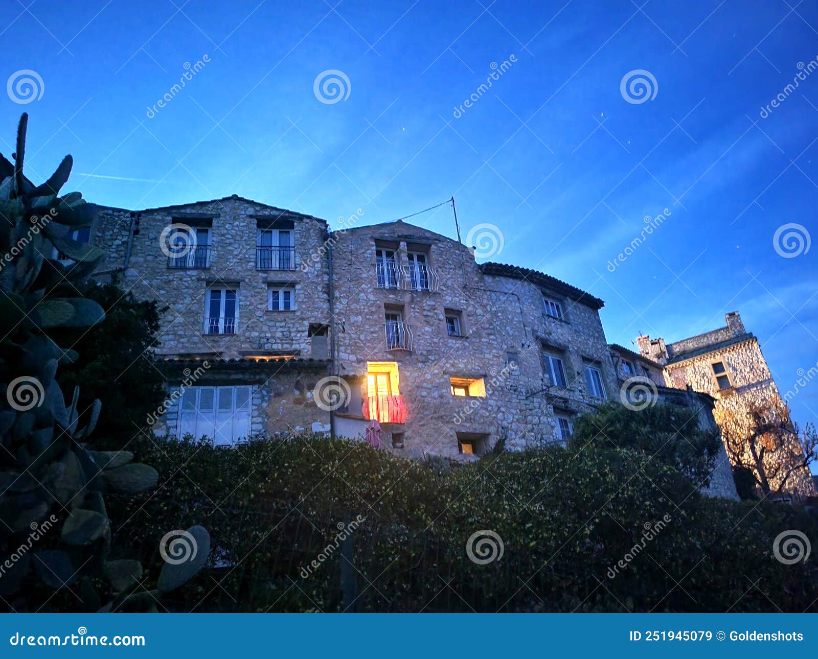 French houses at night stock image. Image of franch - 251945079