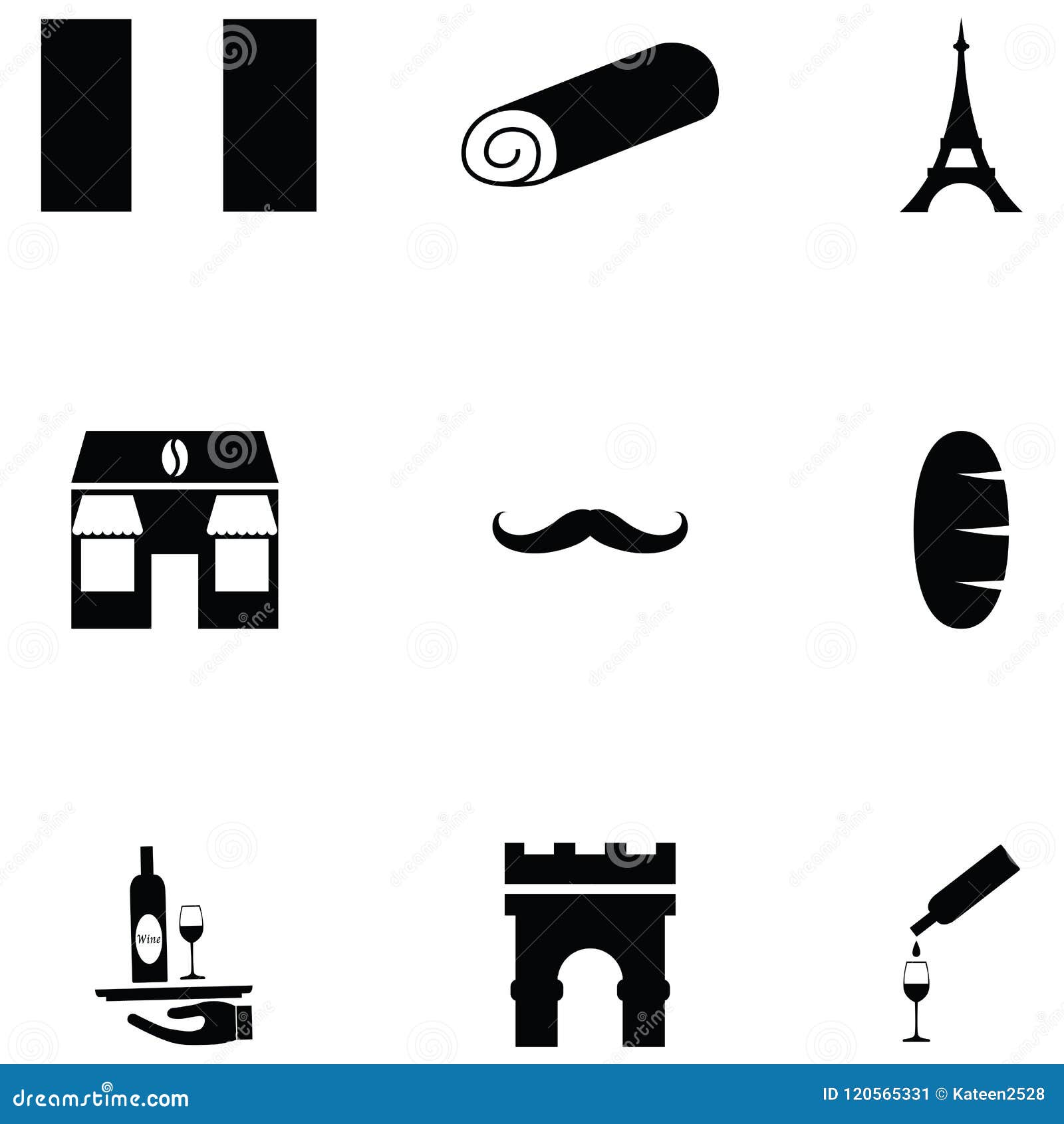 French icon set stock vector. Illustration of glass - 120565331
