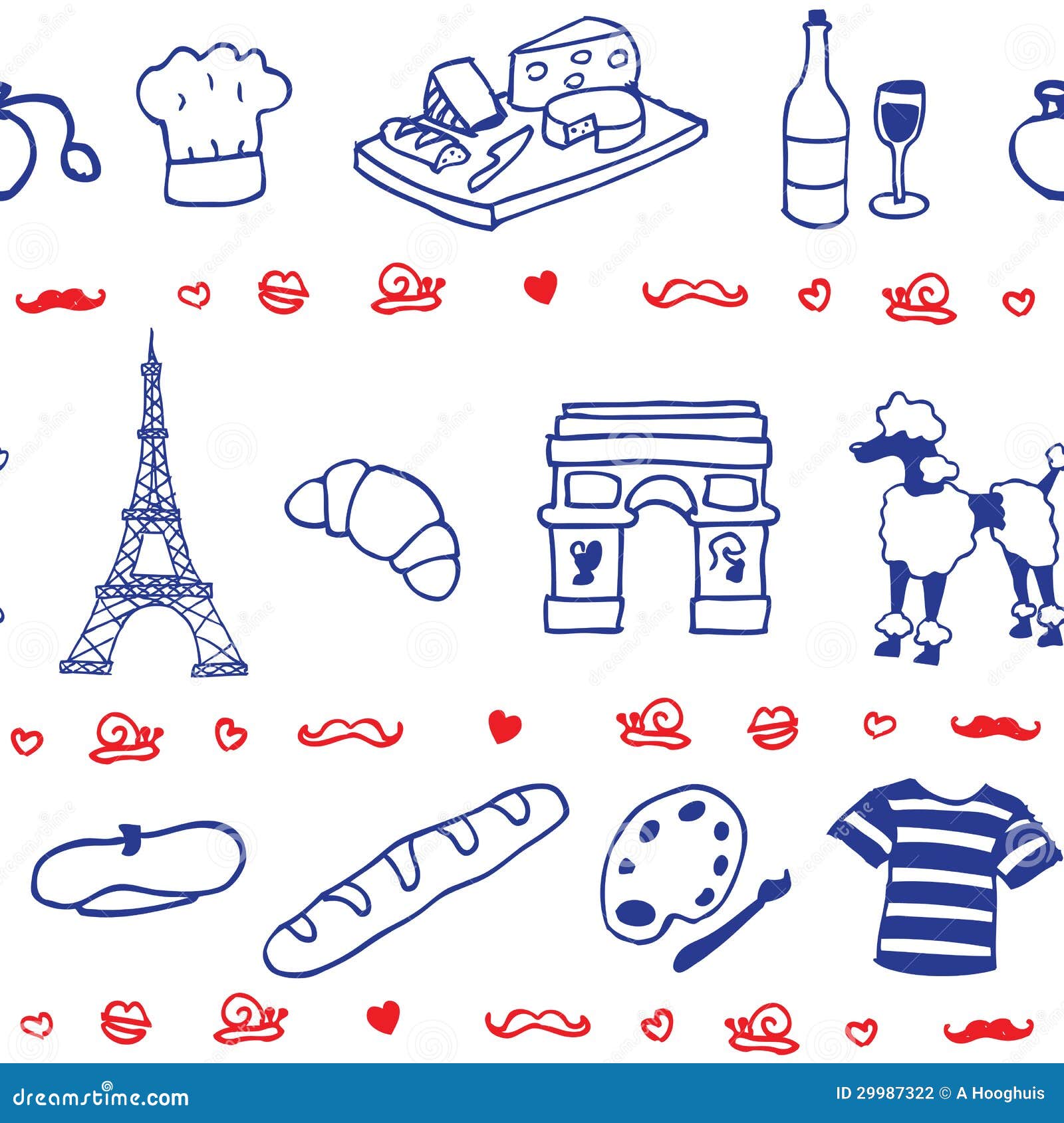 French Icon Symbol Seamless Pattern Stock Vector - Illustration of lyon ...