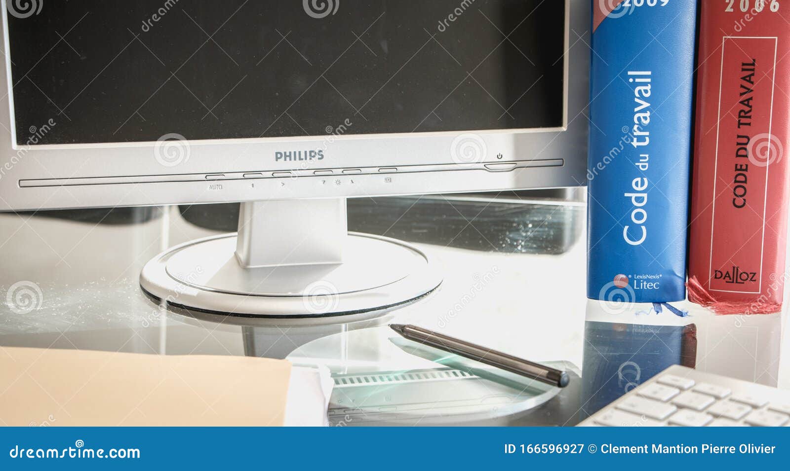 French Labor Code Book Pictured with Computer in Studio Editorial ...