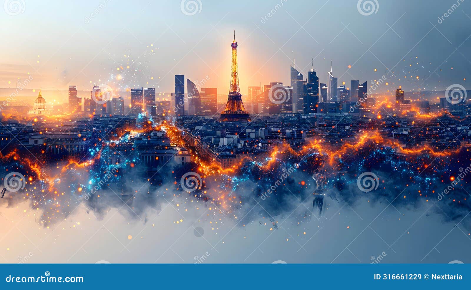 French Landmarks Illustrated Digital Map With Eiffel Tower Vector Graphics Royalty-Free Stock ...