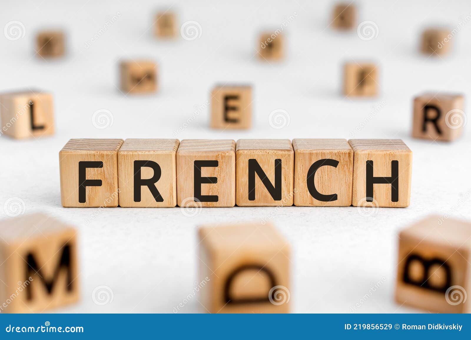 French - Word from Wooden Blocks with Letters Stock Image - Image of ...