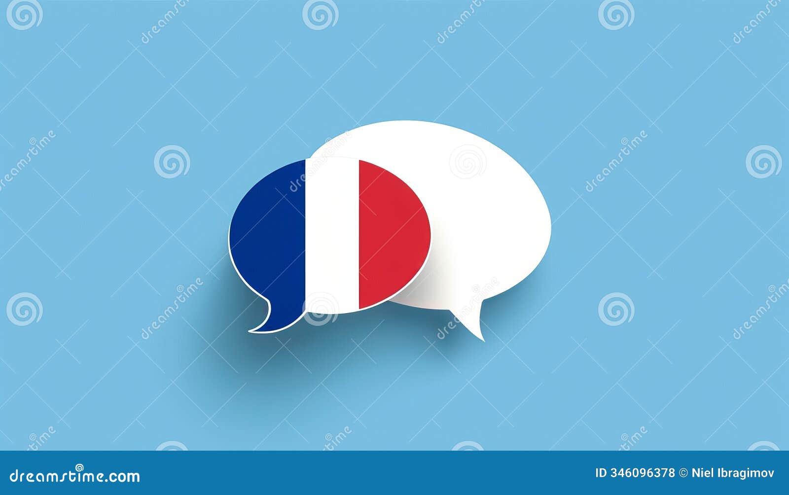 French Language Concept with Speech Bubbles on Light Blue Background ...