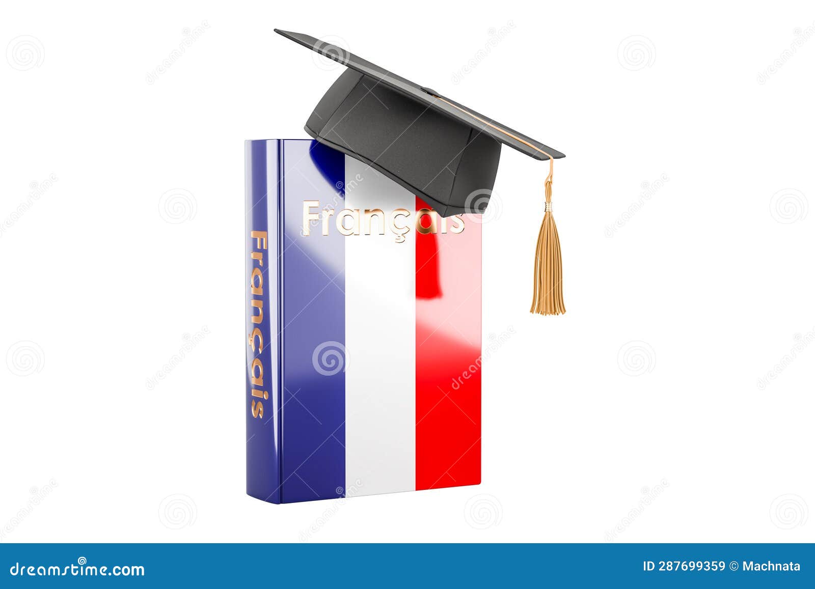 French Language Textbook with Graduation Cap. Learn French Language ...