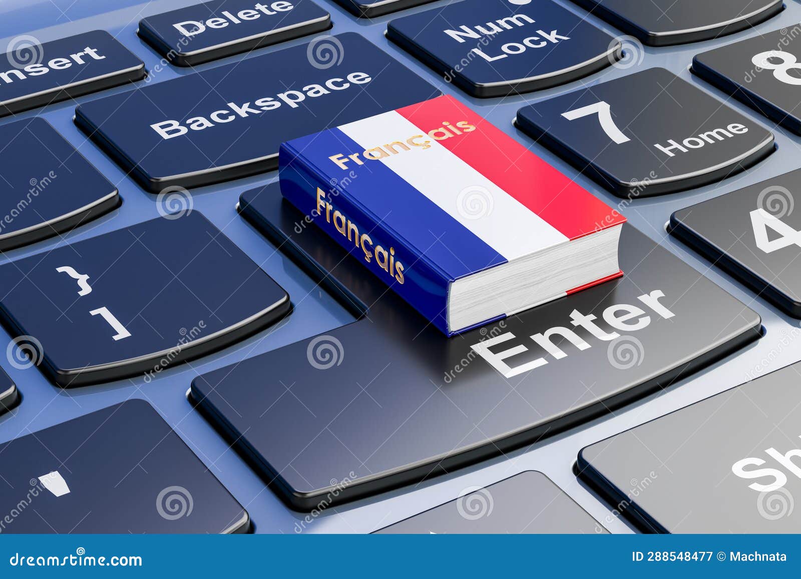 French Language Textbook on Laptop Keyboard. Online Courses of French ...