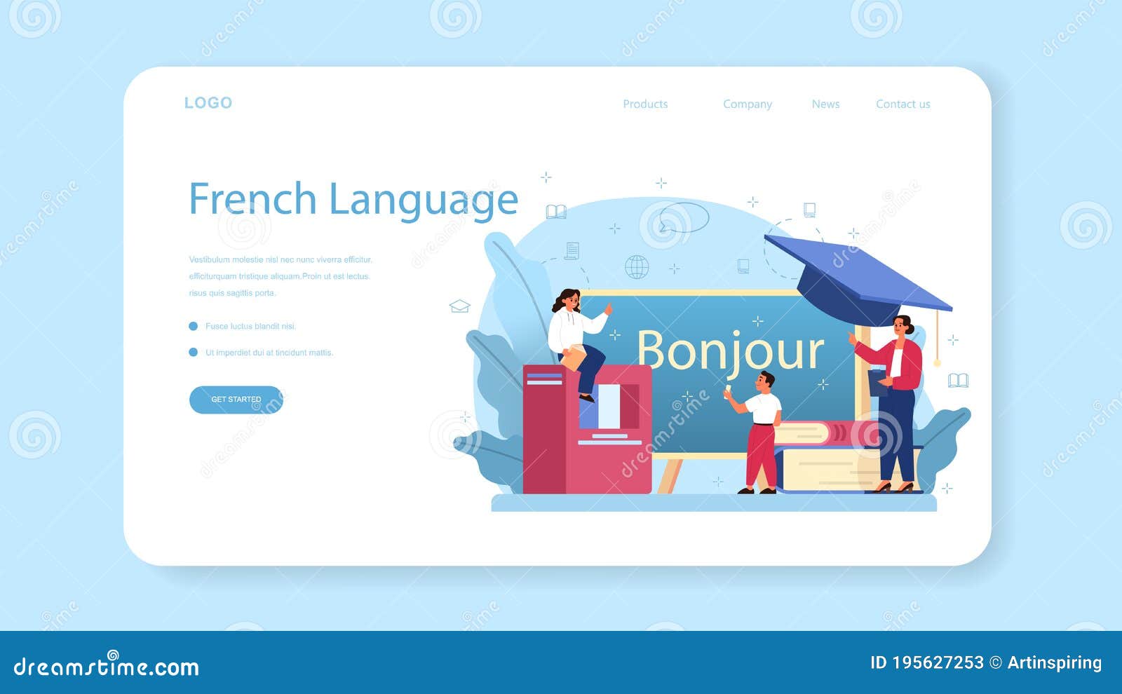French Learning Web Banner or Landing Page. Language School French ...