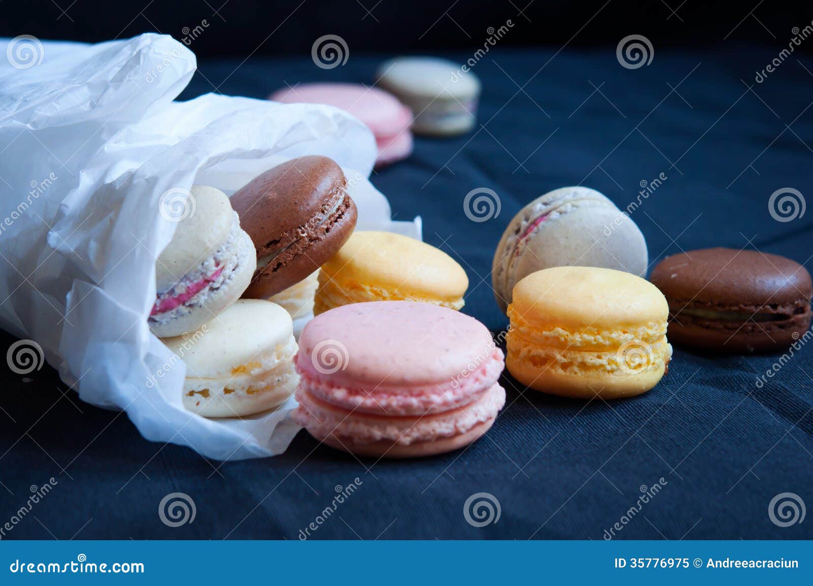 French Macarons in Paper Cone Stock Image - Image of macaroon, icing ...