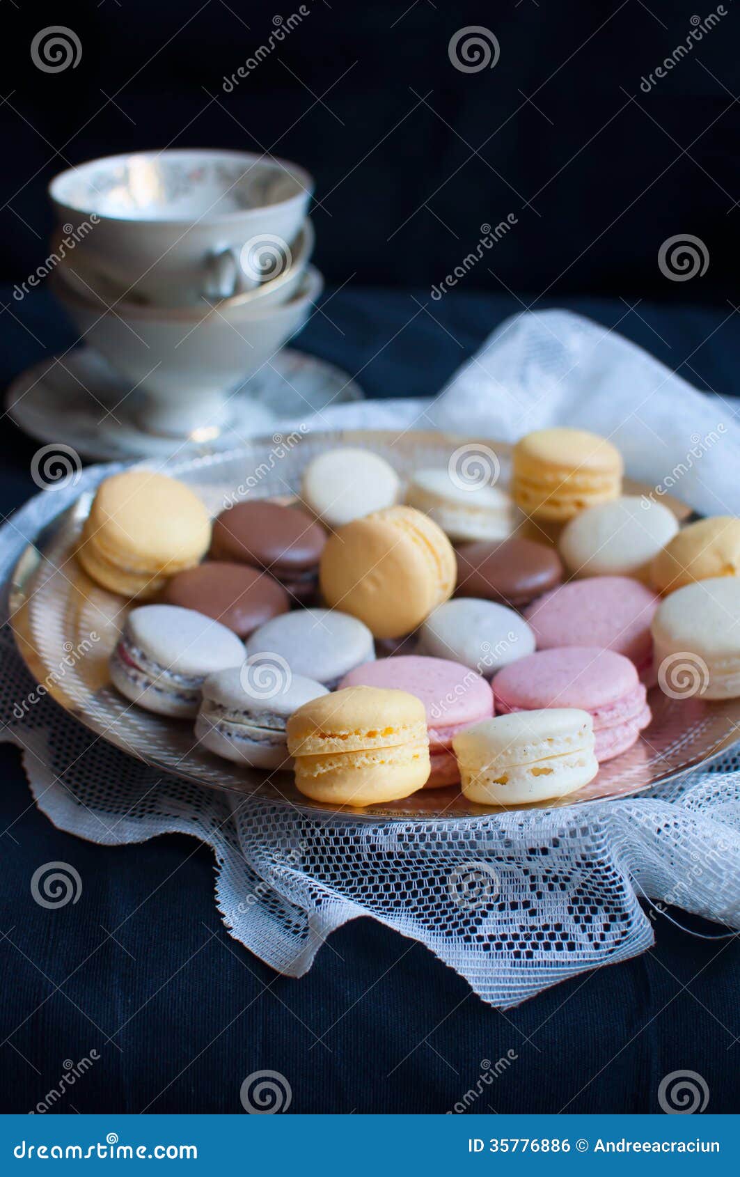 French macarons on plate stock photo. Image of coffee - 35776886