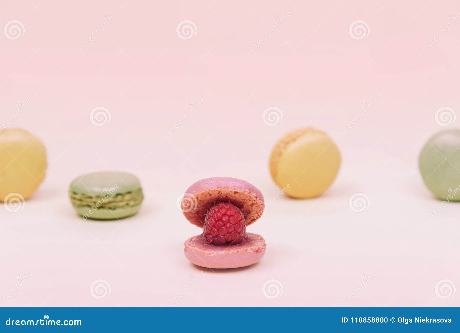 French Macaroon Cake Macaroons As a Shell with Raspberry Pearl. Stock ...
