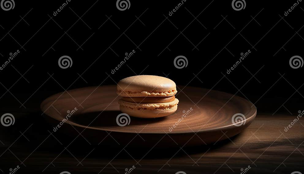 French Macaroon Stack on Rustic Wooden Plate Generated by AI Stock ...