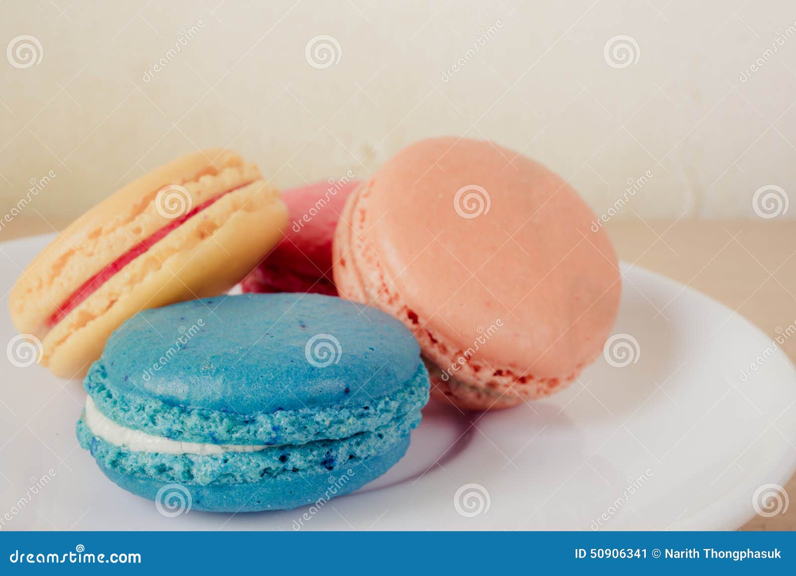 French macaroons on plate stock image. Image of confectionery - 50906341