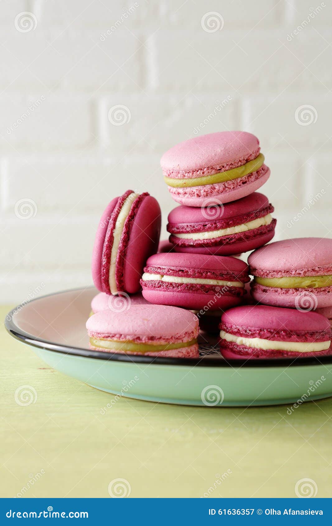 French Macaroons on Retro Plate Stock Image - Image of macaroon, cake ...