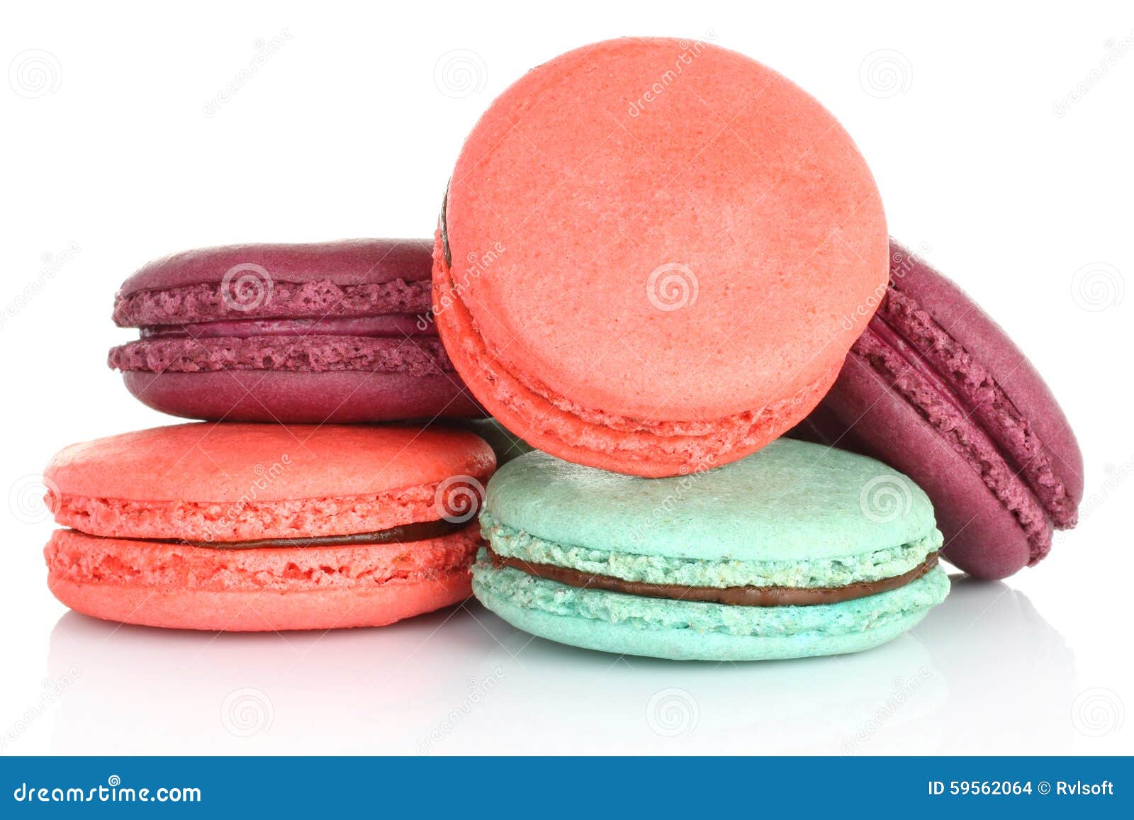 French Macaroons on White Background Stock Photo - Image of pile ...