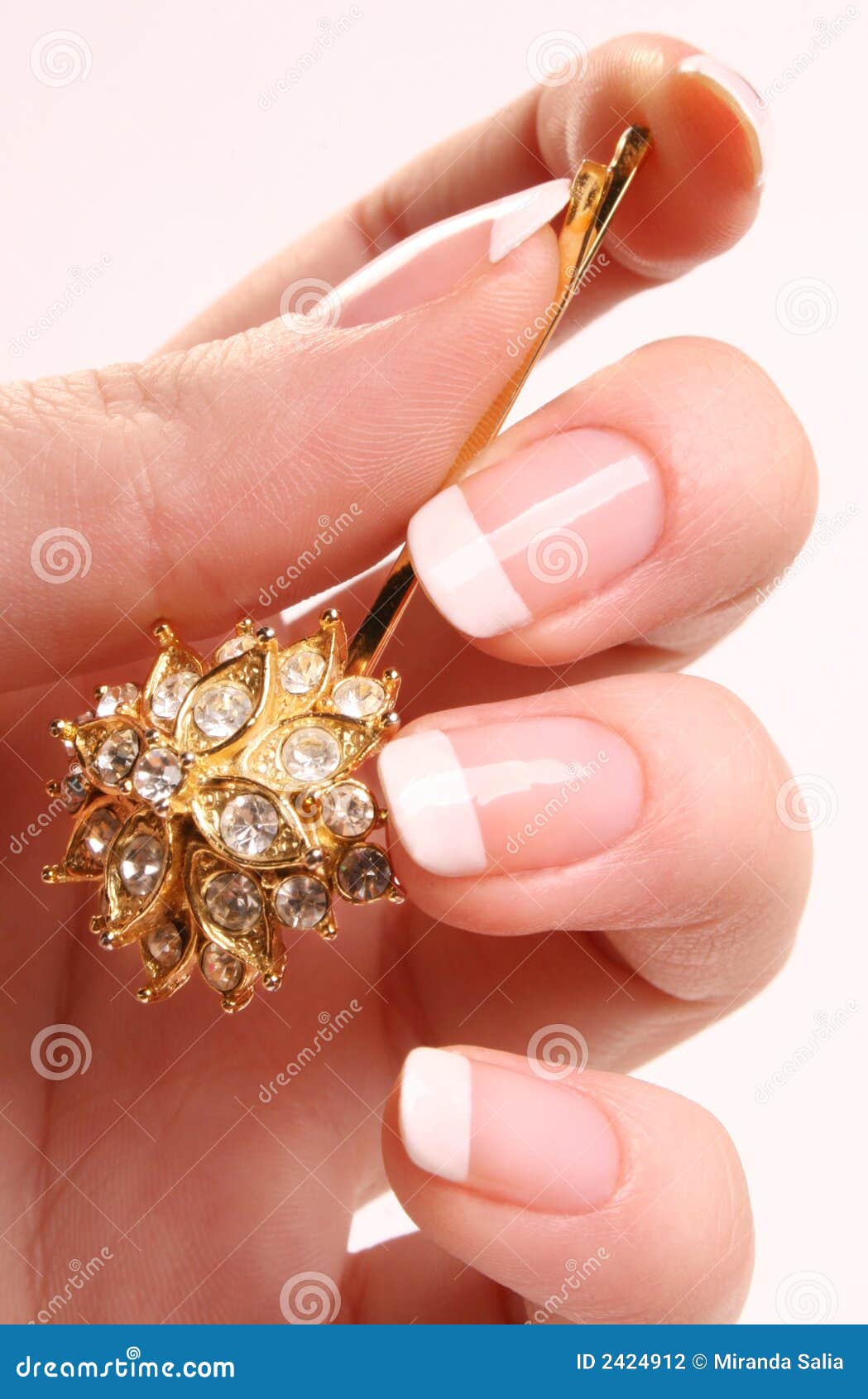 French Manicure and a Hairpin Stock Photo - Image of elegant, beautiful ...