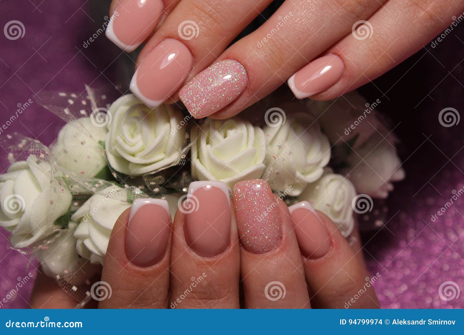French Manicure Wedding Design Stock Photo - Image of care, white: 94799974
