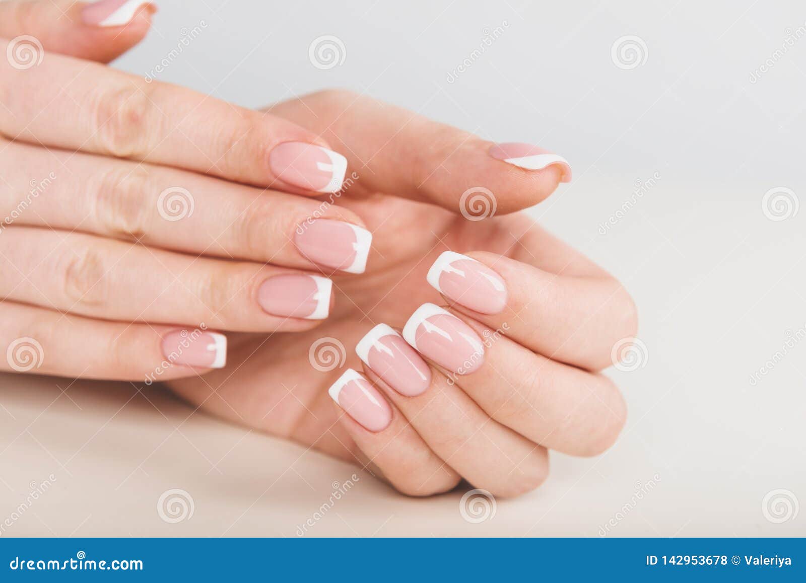 French manicured hand stock photo. Image of french, elegance - 142953678