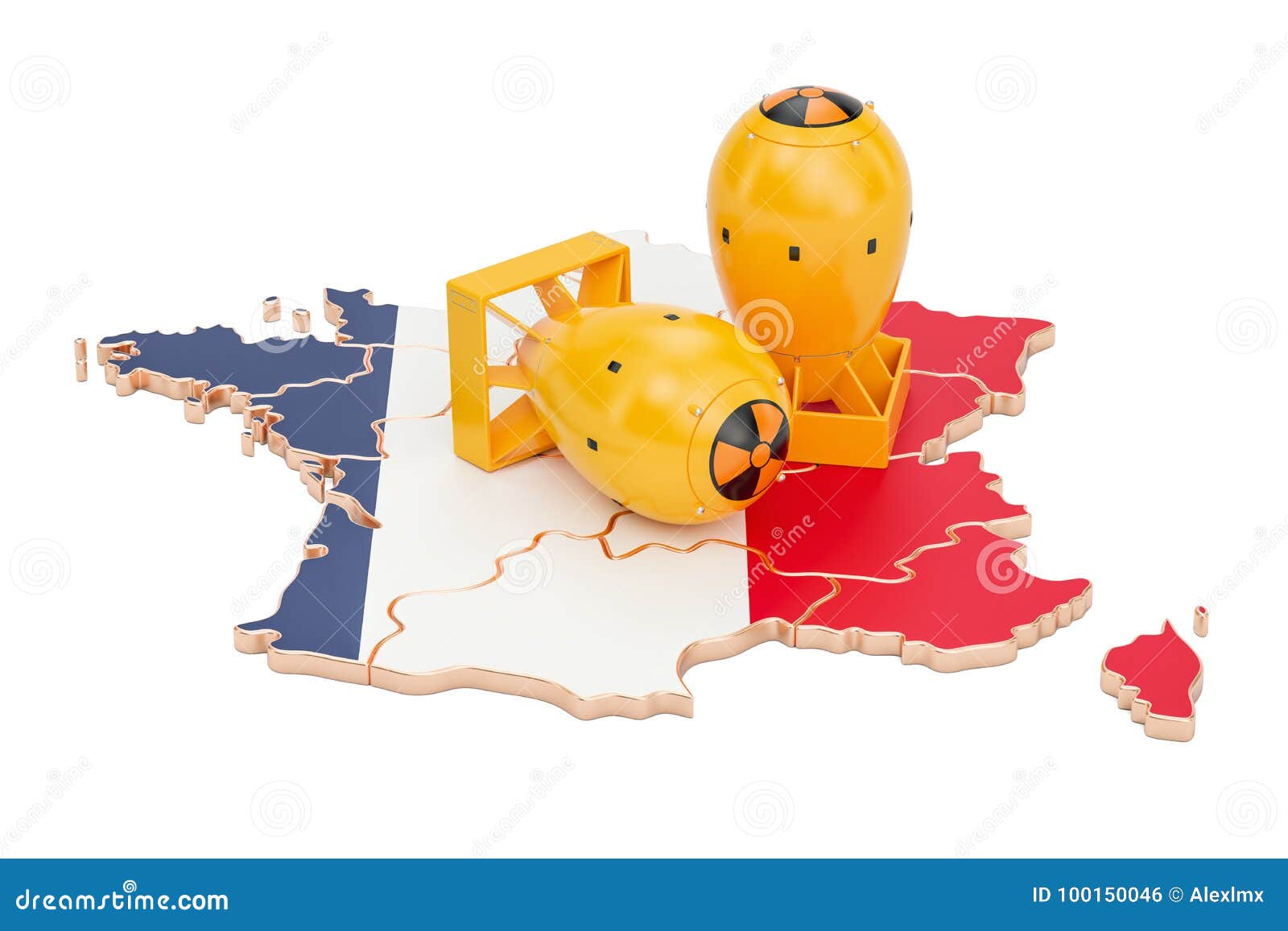French Map with Nuclear Weapon Concept, 3D Rendering Stock Illustration ...