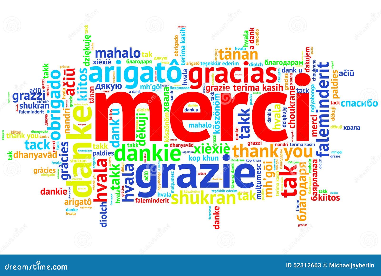 French Merci, Open Word Cloud, Thanks, on White Stock Illustration ...