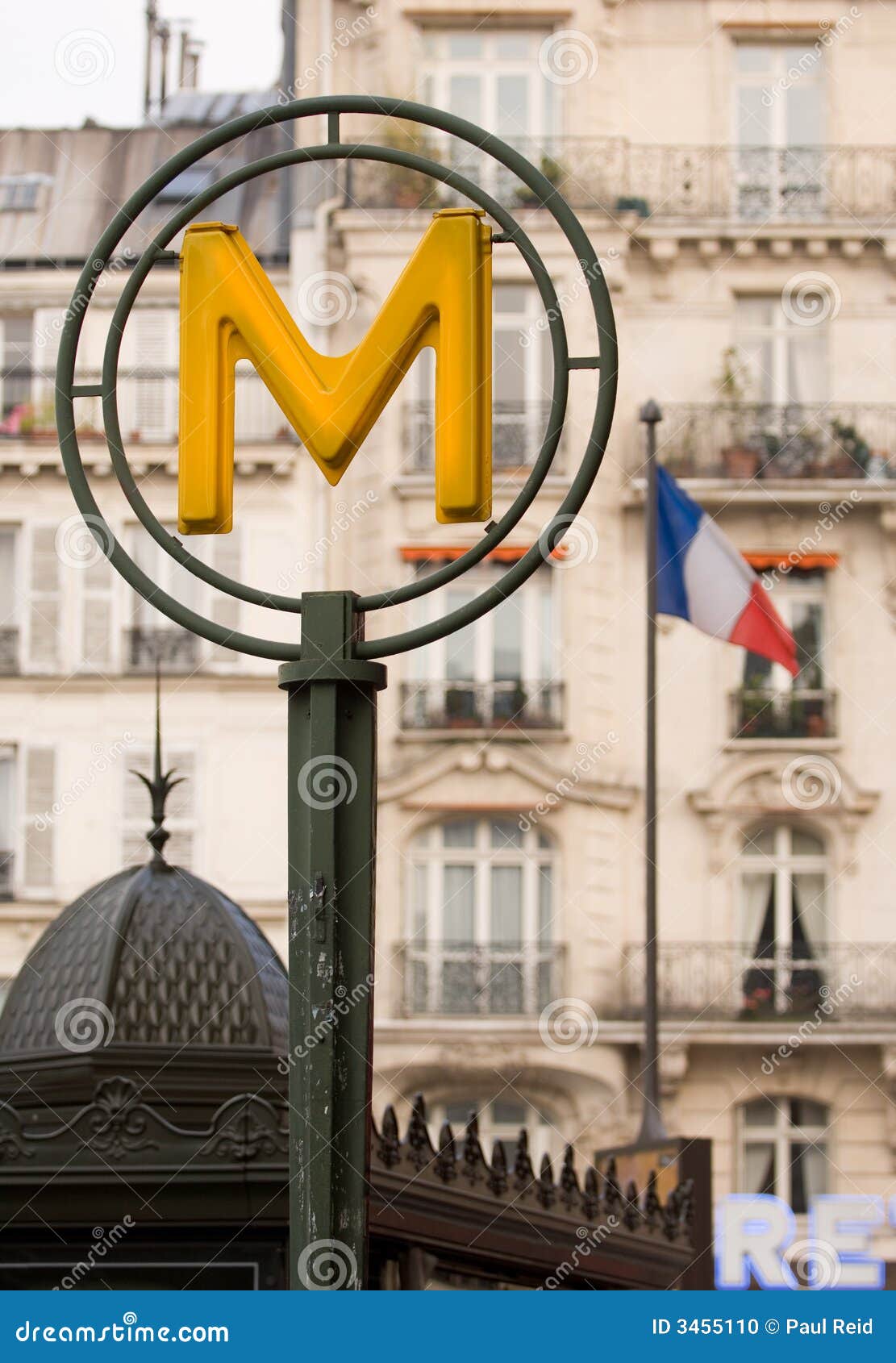 French Metro sign and flag editorial image. Image of station - 3455110