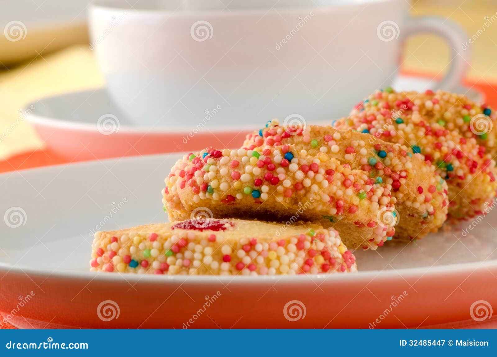 French Multi-colored Biscuits. Stock Image - Image of drink, heap: 32485447