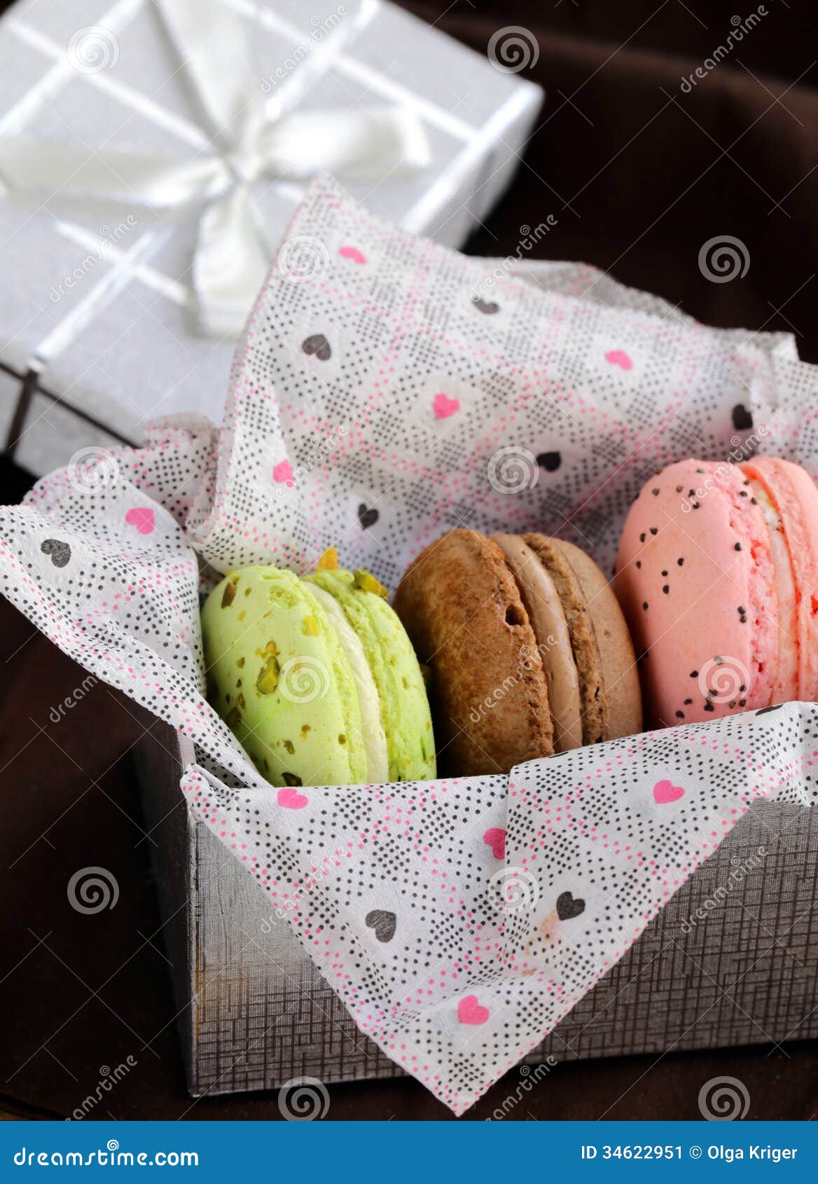 French Multicolored Macaroons in a Gift Box Stock Image - Image of ...