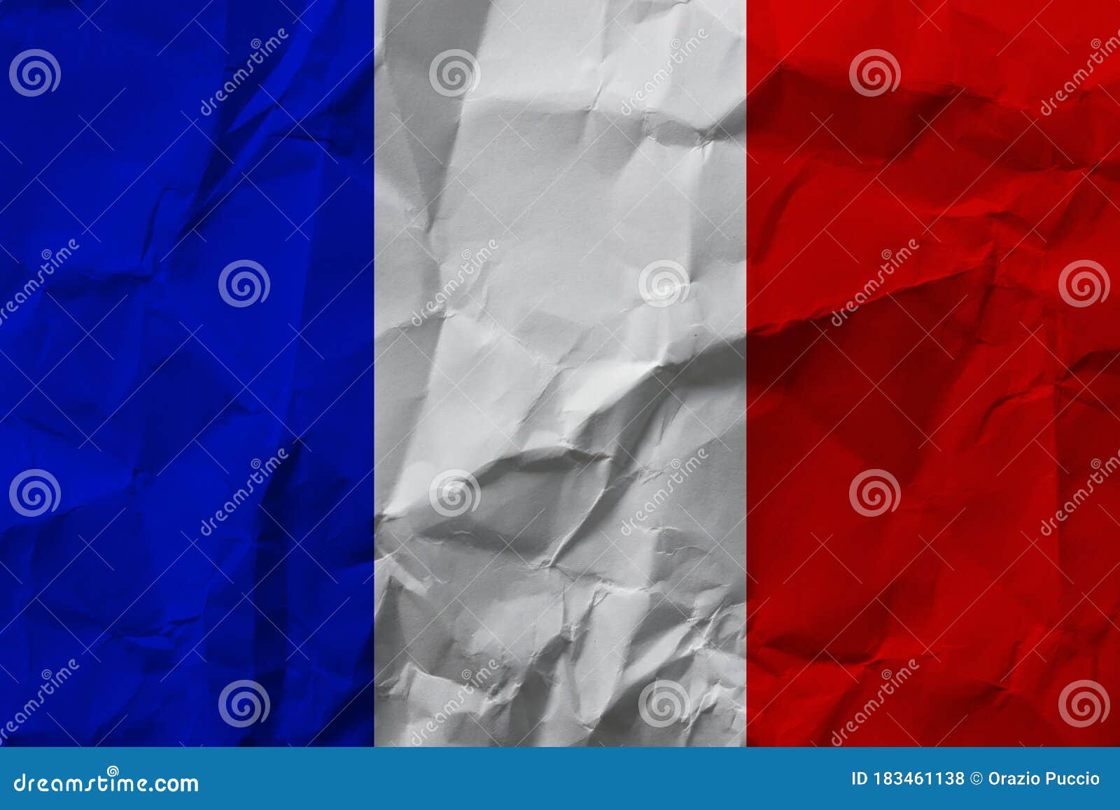 French National Flag on Crumpled Paper Stock Photo - Image of financial ...