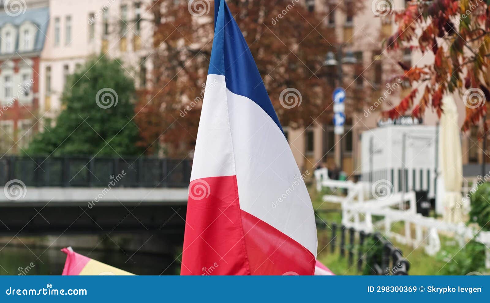 French National Flag Flies on Flagpole Stock Video - Video of waving ...