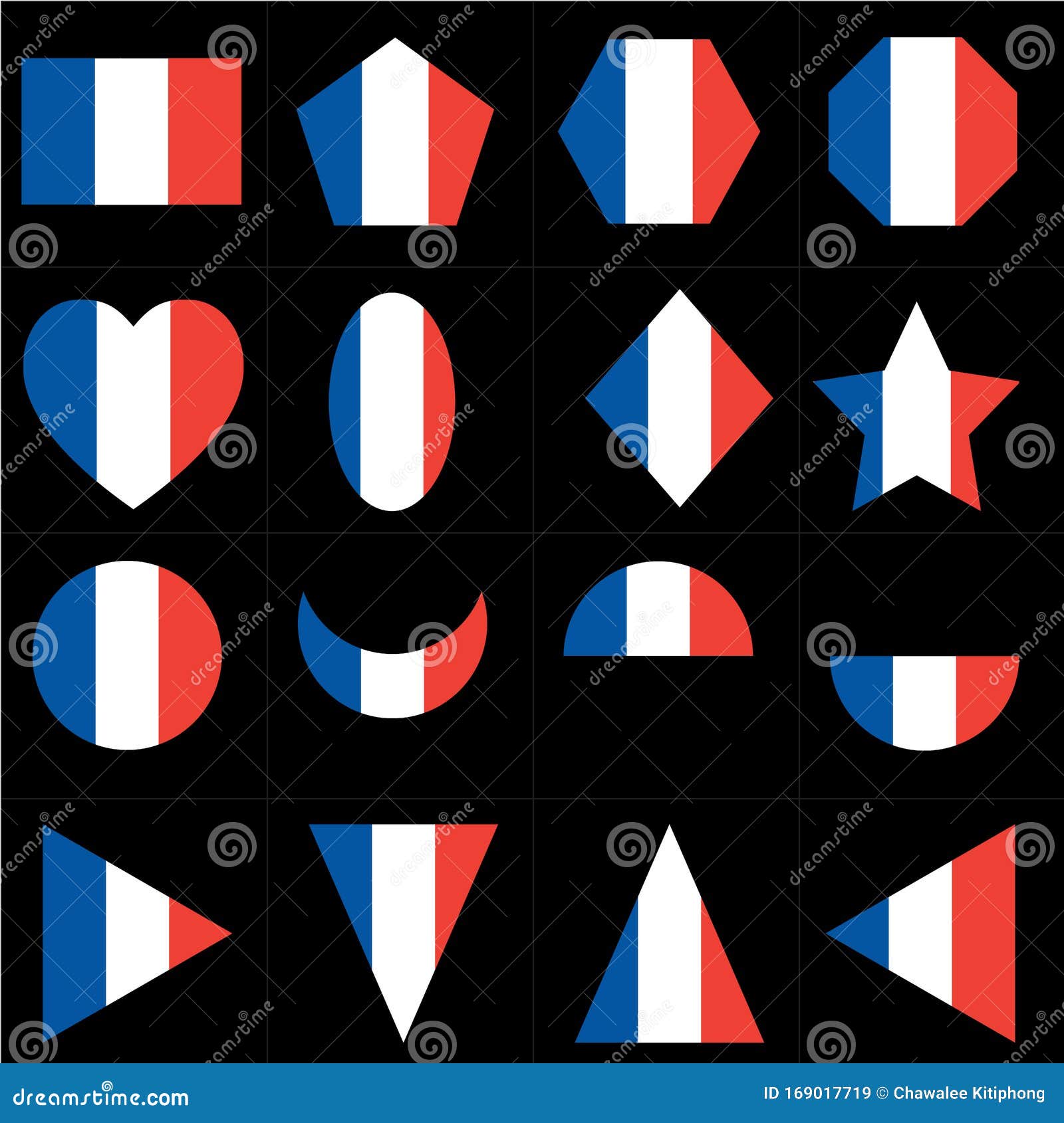 French National Flag and Set of Geometric Shape Stock Vector ...