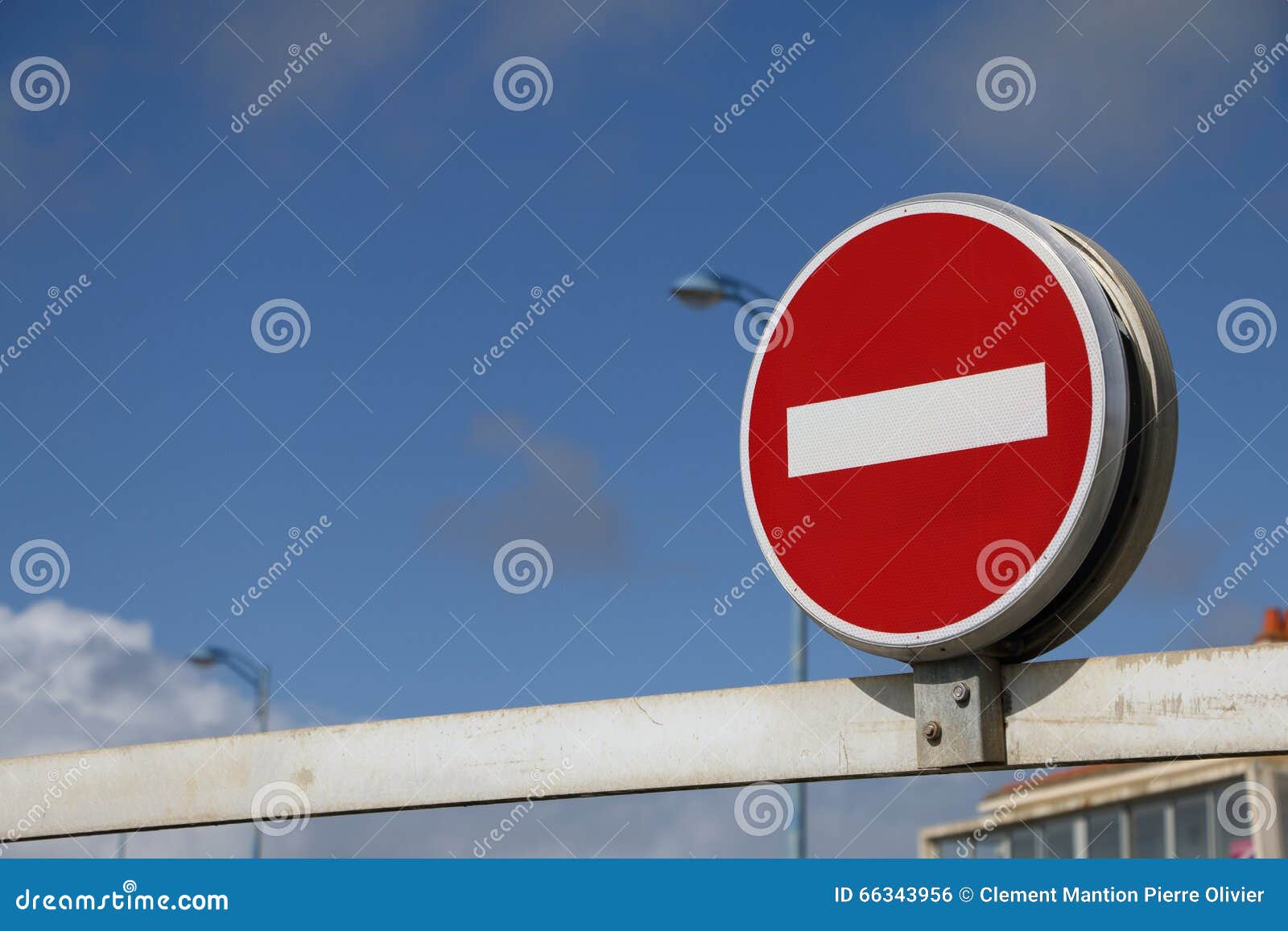 French No Entry Sign on Blue Sky Stock Photo - Image of road, roadsign ...