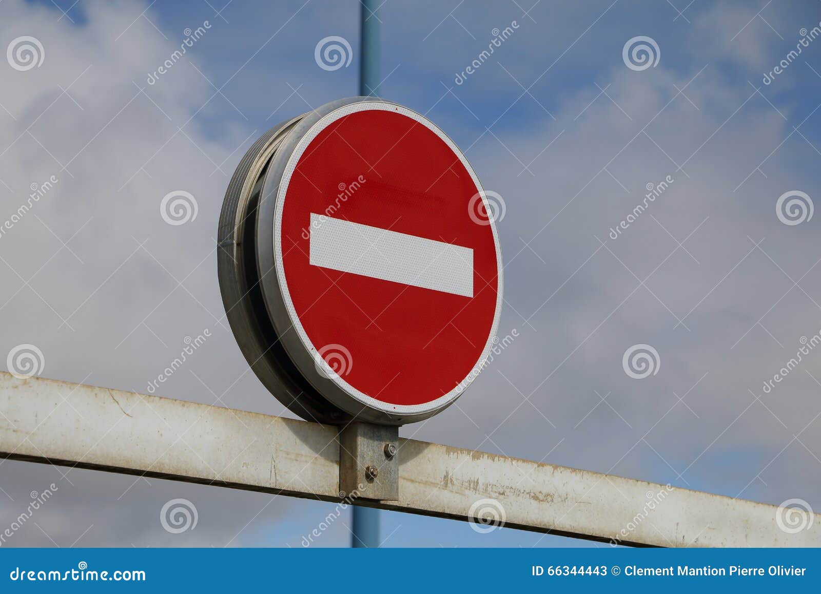 French No Entry Sign on Blue Sky Stock Image - Image of traffic, circle ...