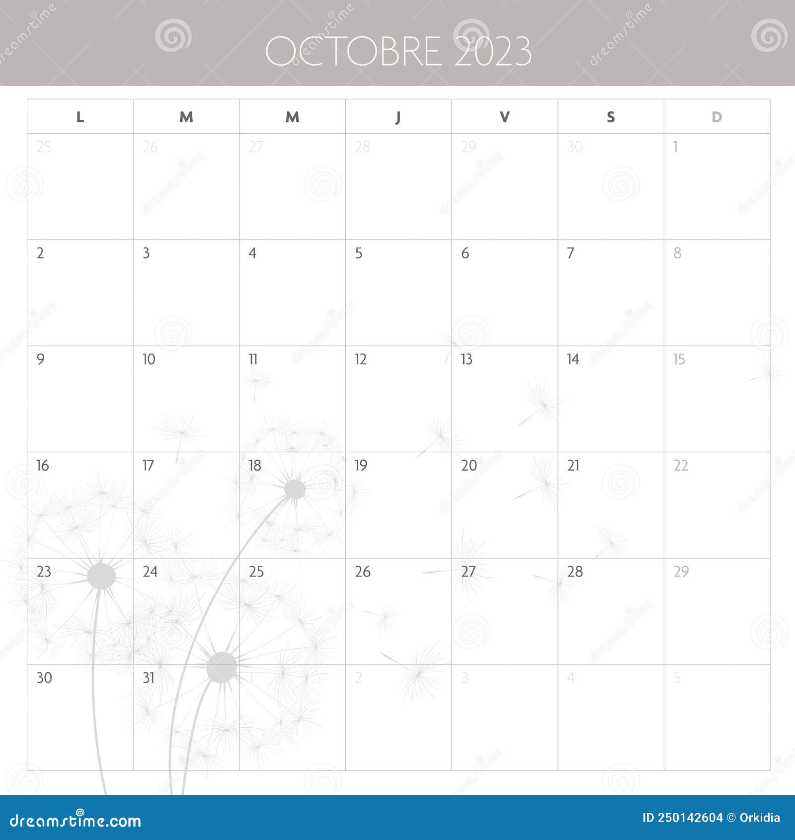 French October 2023 Calendar Stock Vector - Illustration of nature ...