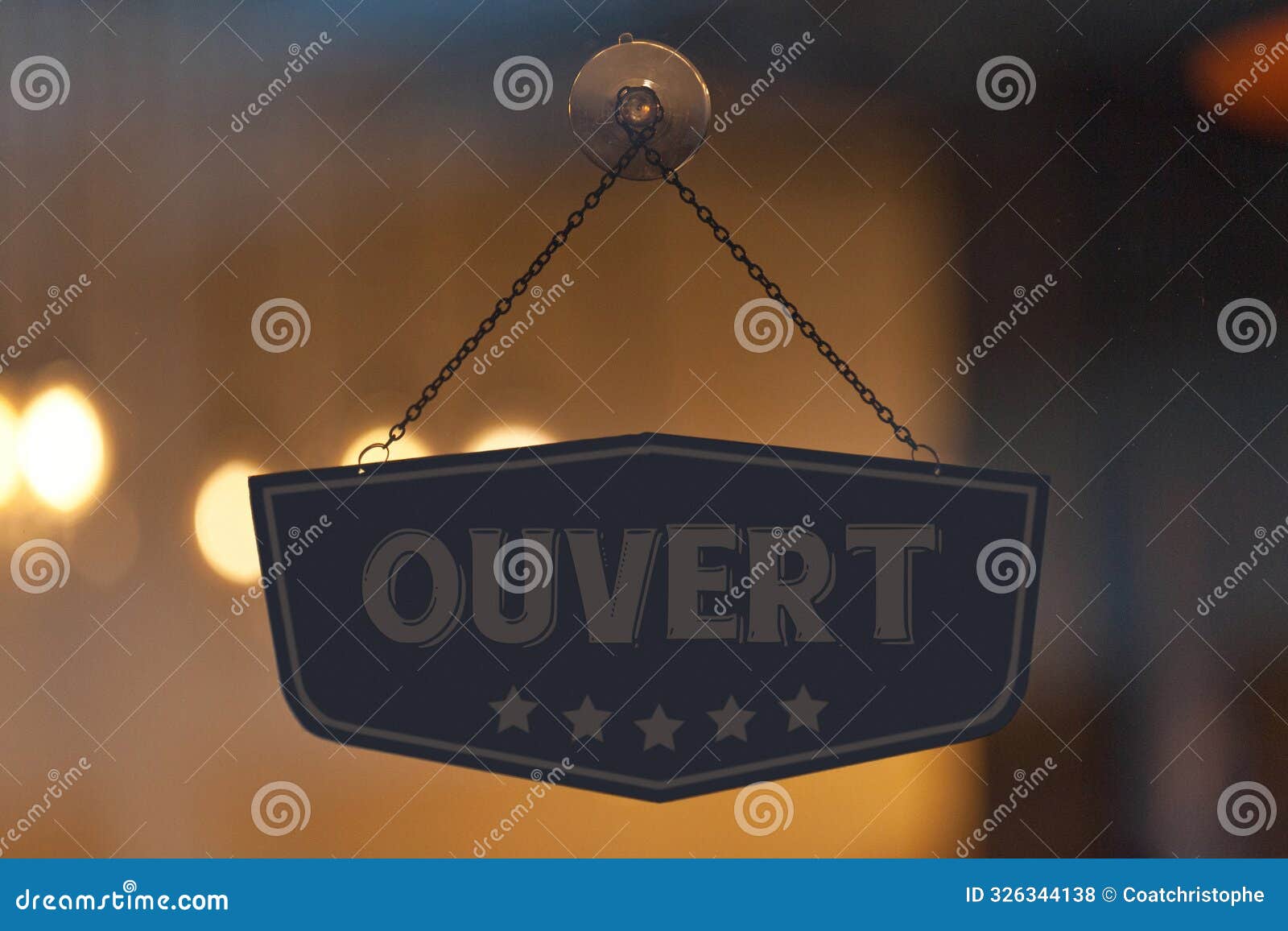 French Open Sign in a Window Stock Photo - Image of restaurant ...